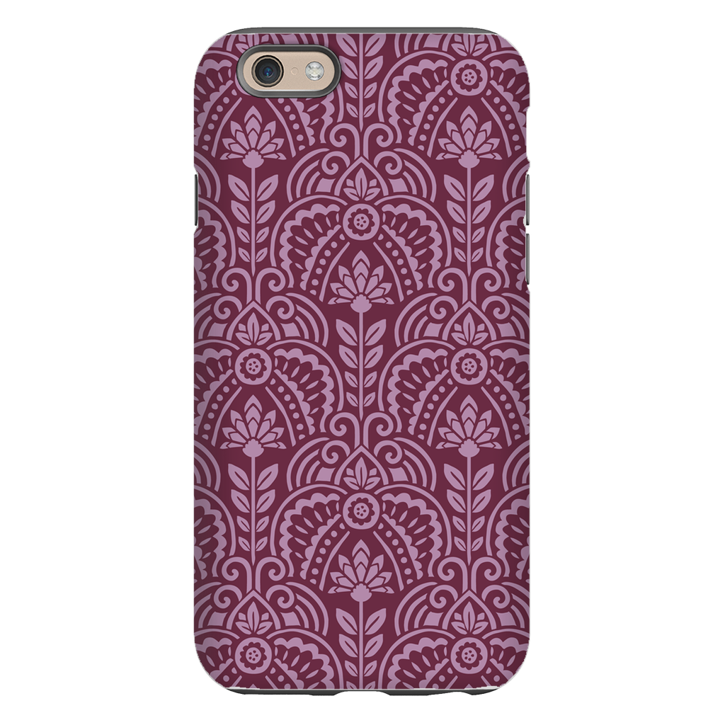 Tough Phone Case - Maroon Deco Pattern – Morris and Essex